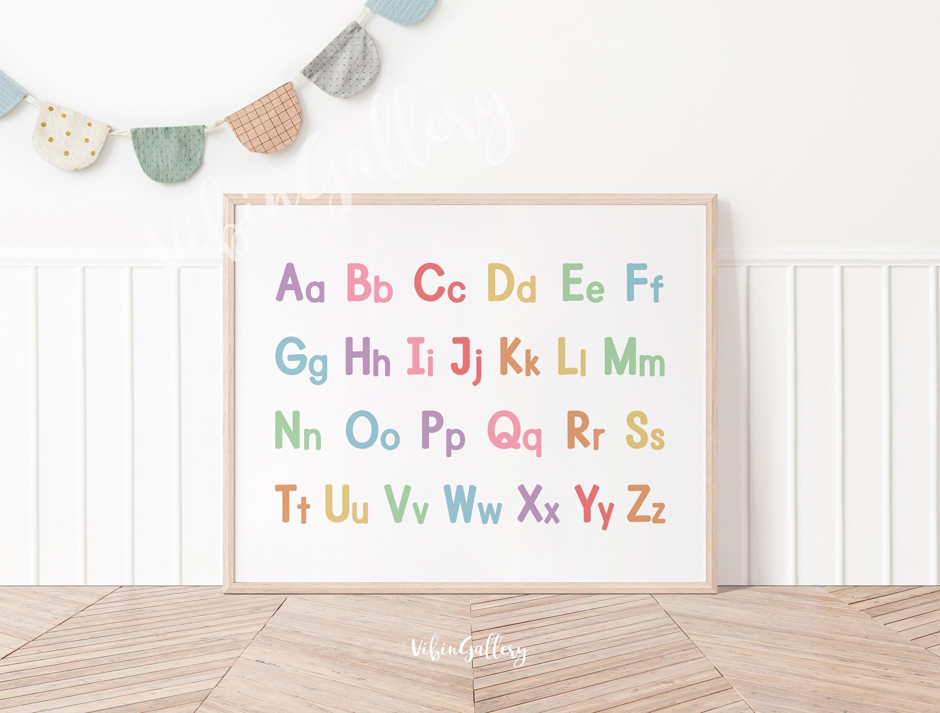 Horizontal Pastel Alphabet Poster, Upper and Lowercase Letters ...
