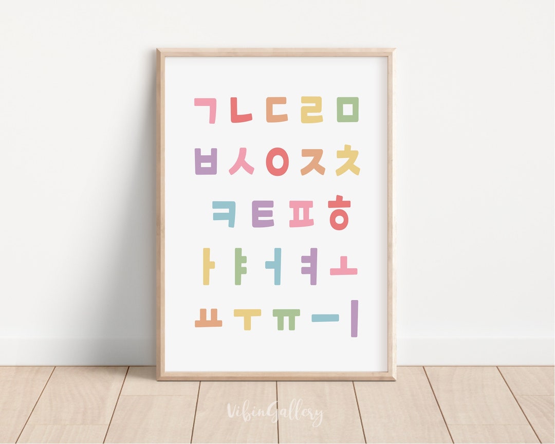 Korean Alphabet Poster Print | Pastel Hangul Print | Korean Consonants ...