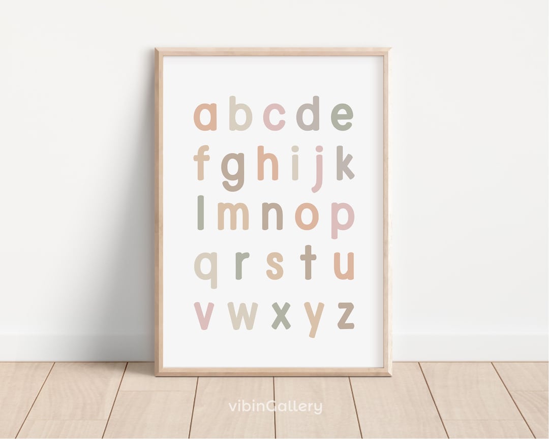Lowercase Alphabet Poster, Boho Wall Decor, Kindergarten Wall Poster ...