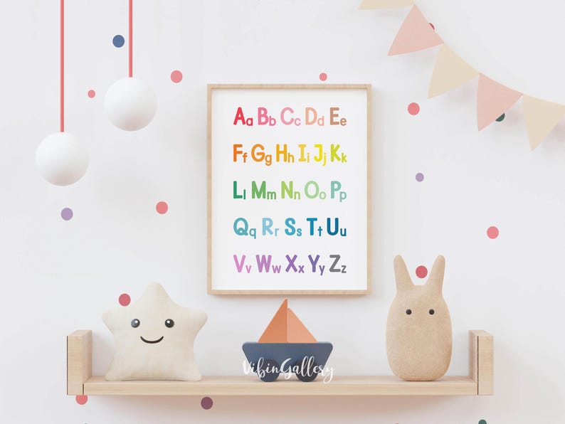 Upper and Lowercase Letters, Kindergarten Preschool Poster, Rainbow ...