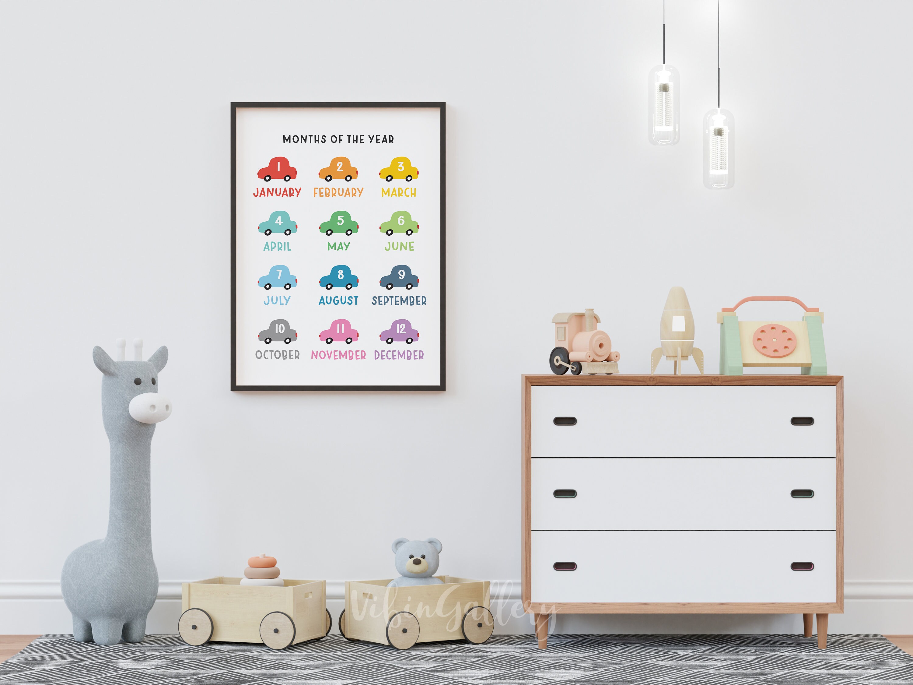 Set of 2 Learning Posters Months of the Year Poster Days of the Week ...