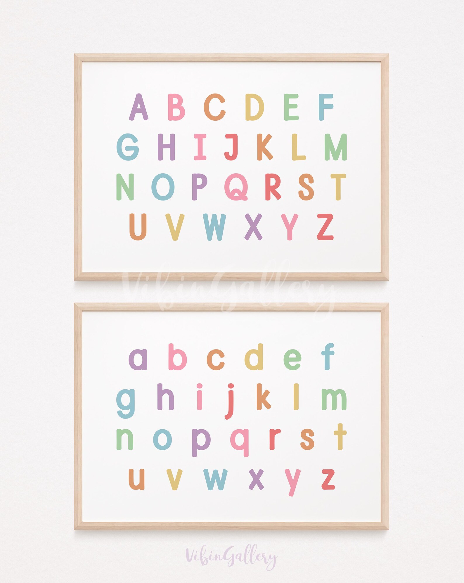 Horizontal Alphabet Poster, ABC Poster Landscape, Pastel Wall Decor ...