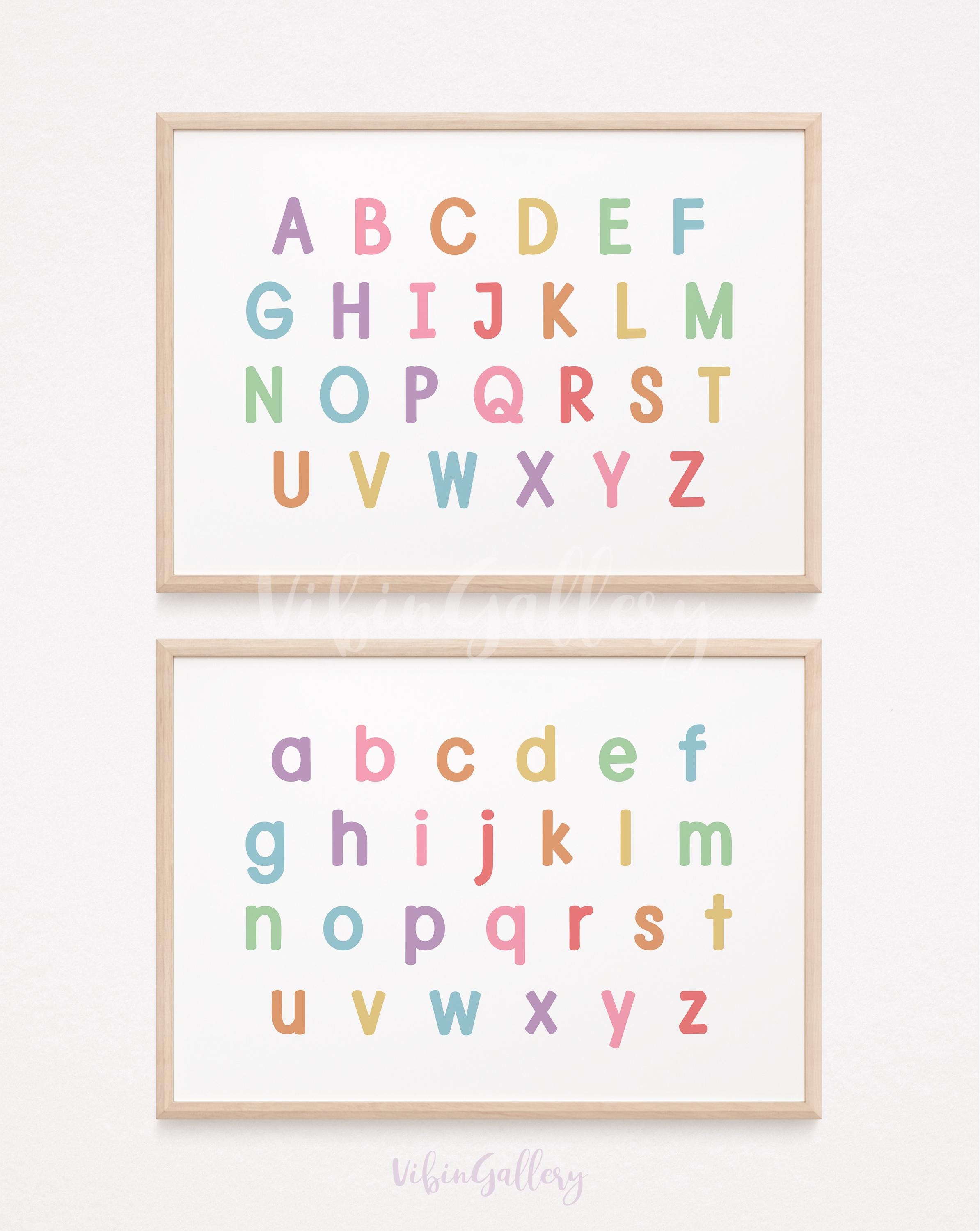 Horizontal Alphabet Poster, ABC Poster Landscape, Pastel Wall Decor ...