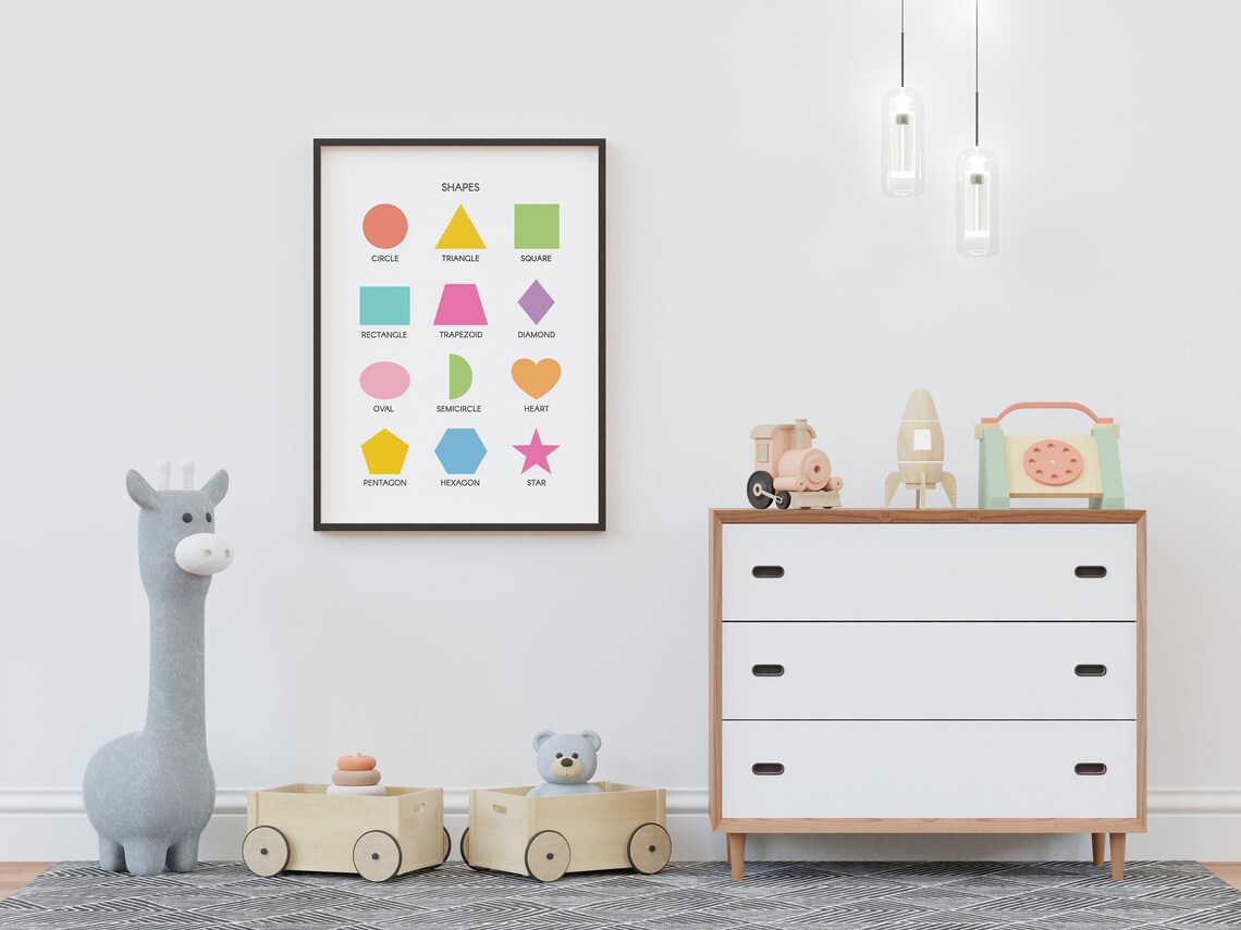 12 Geometric SHAPES Shapes Chart Learning Poster Home Decor Math ...