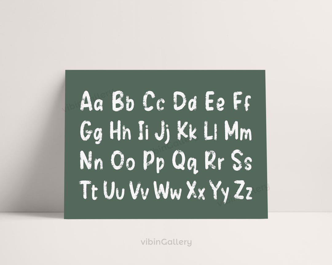 Chalkboard Alphabet Poster, Upper and Lowercase Letters, Horizontal ...