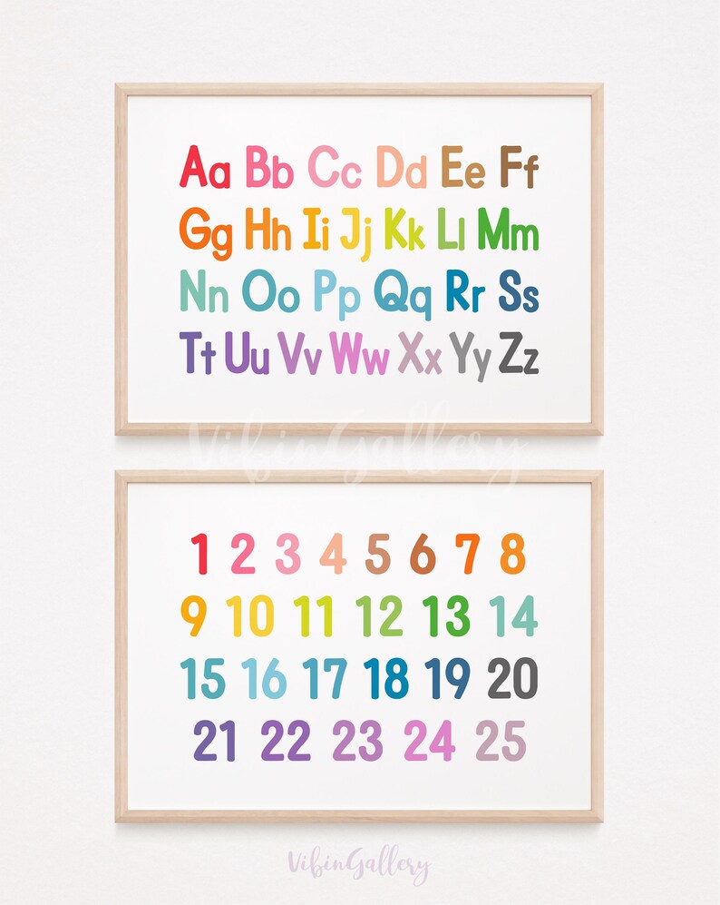 Horizontal Alphabet Poster, Upper and Lowercase Letters, Rainbow Wall ...