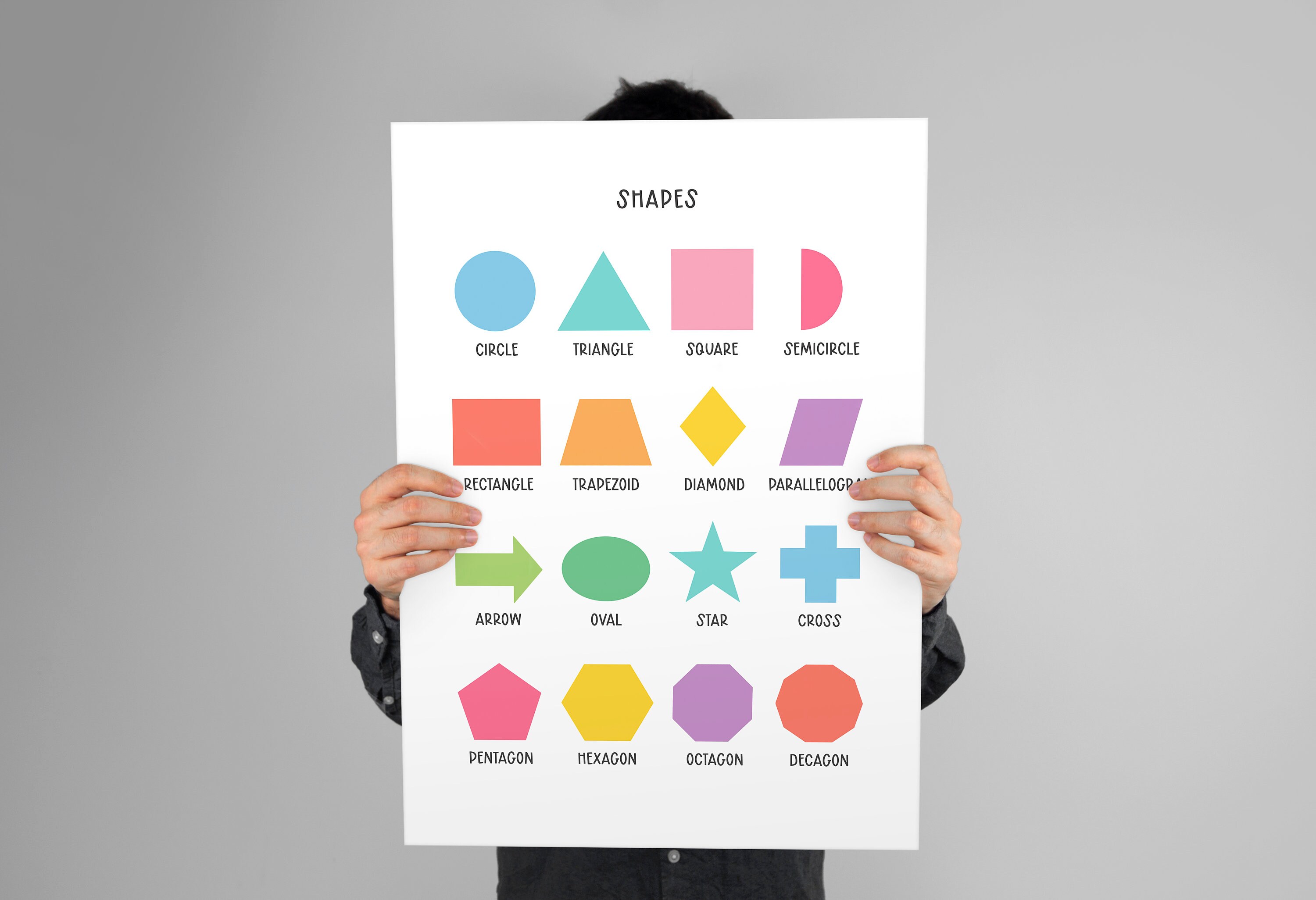 16 Geometric SHAPES Printable Shapes Chart Learning Poster Math Nursery ...