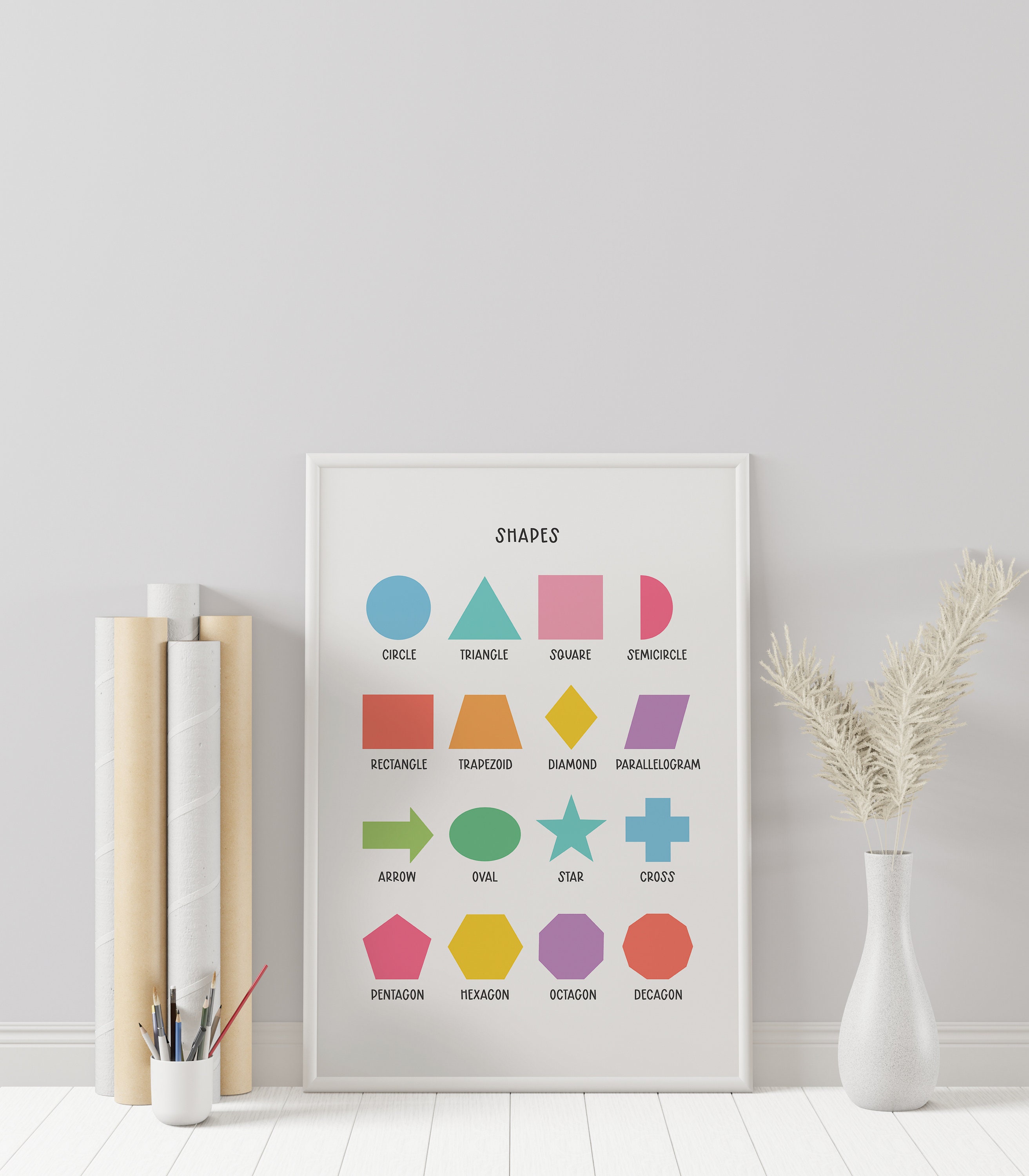 16 Geometric SHAPES Printable Shapes Chart Learning Poster Math Nursery ...