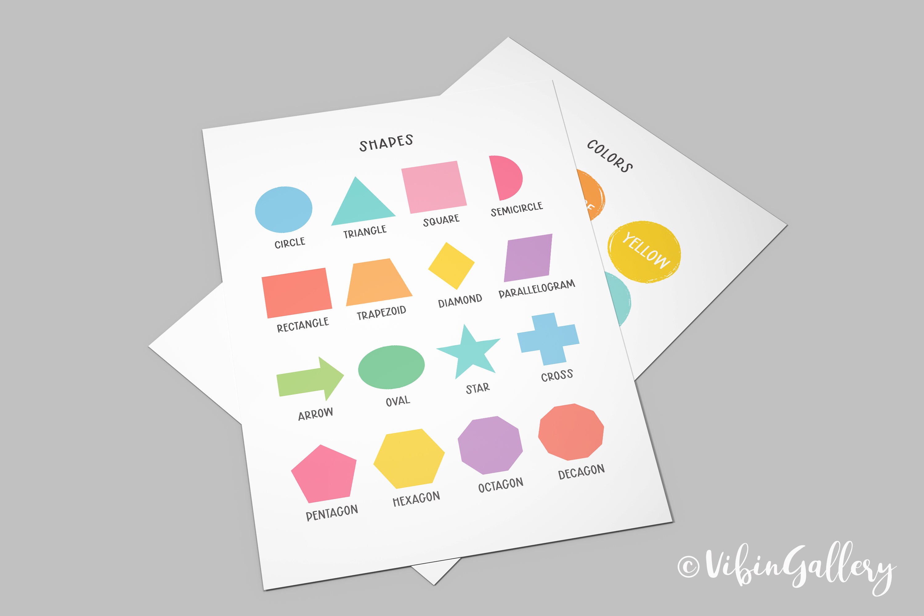 16 Geometric SHAPES Printable Shapes Chart Learning Poster Math Nursery ...