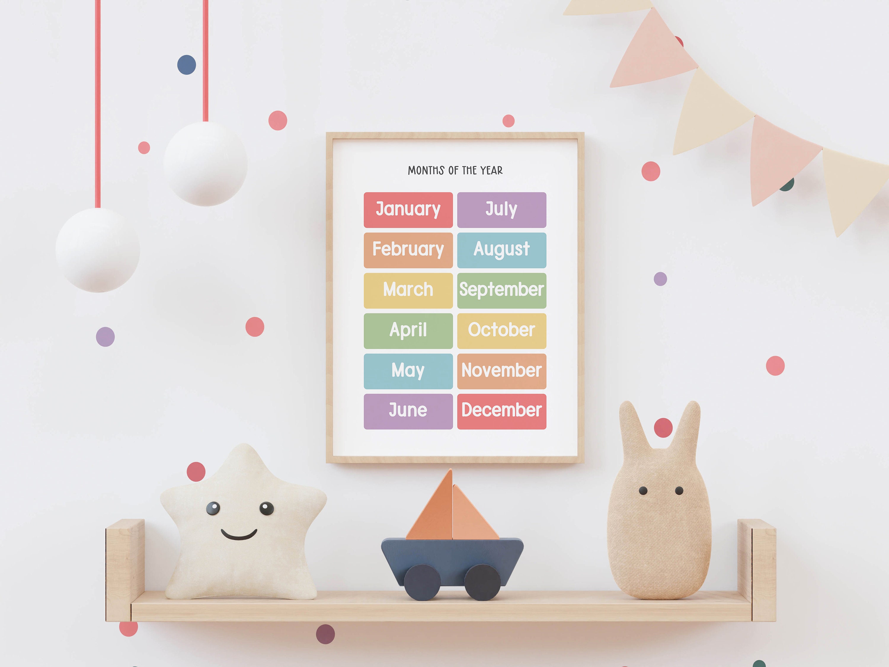 MONTHS of the Year Chart Pastel Months Print Soft Rainbow - Etsy Australia