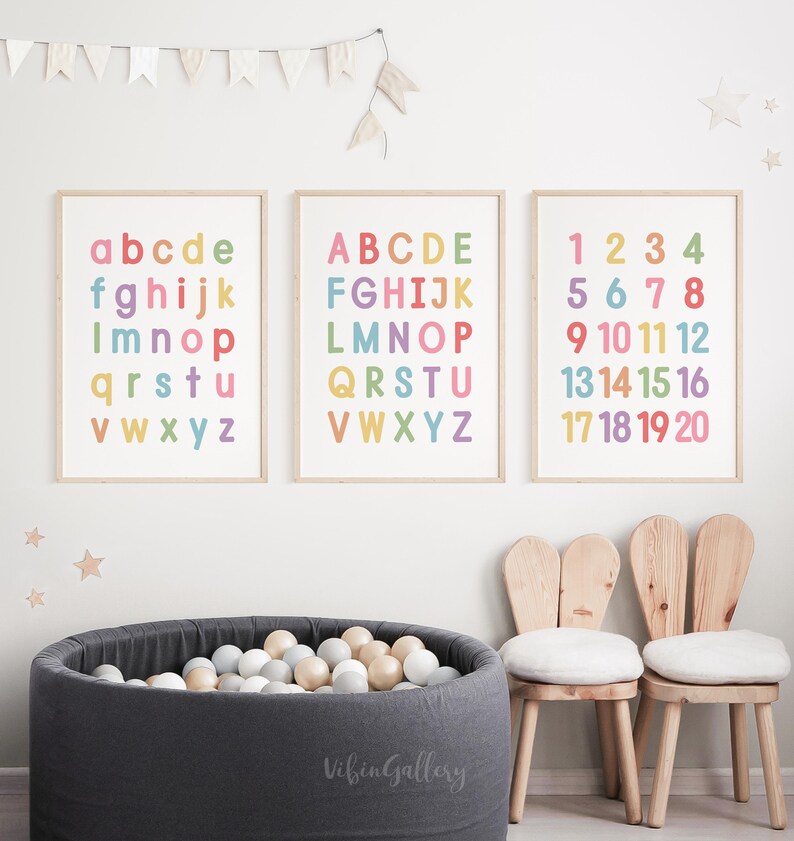 Lowercase Alphabet Poster | Pastel Wall Art| Rainbow Alphabet Poster ...
