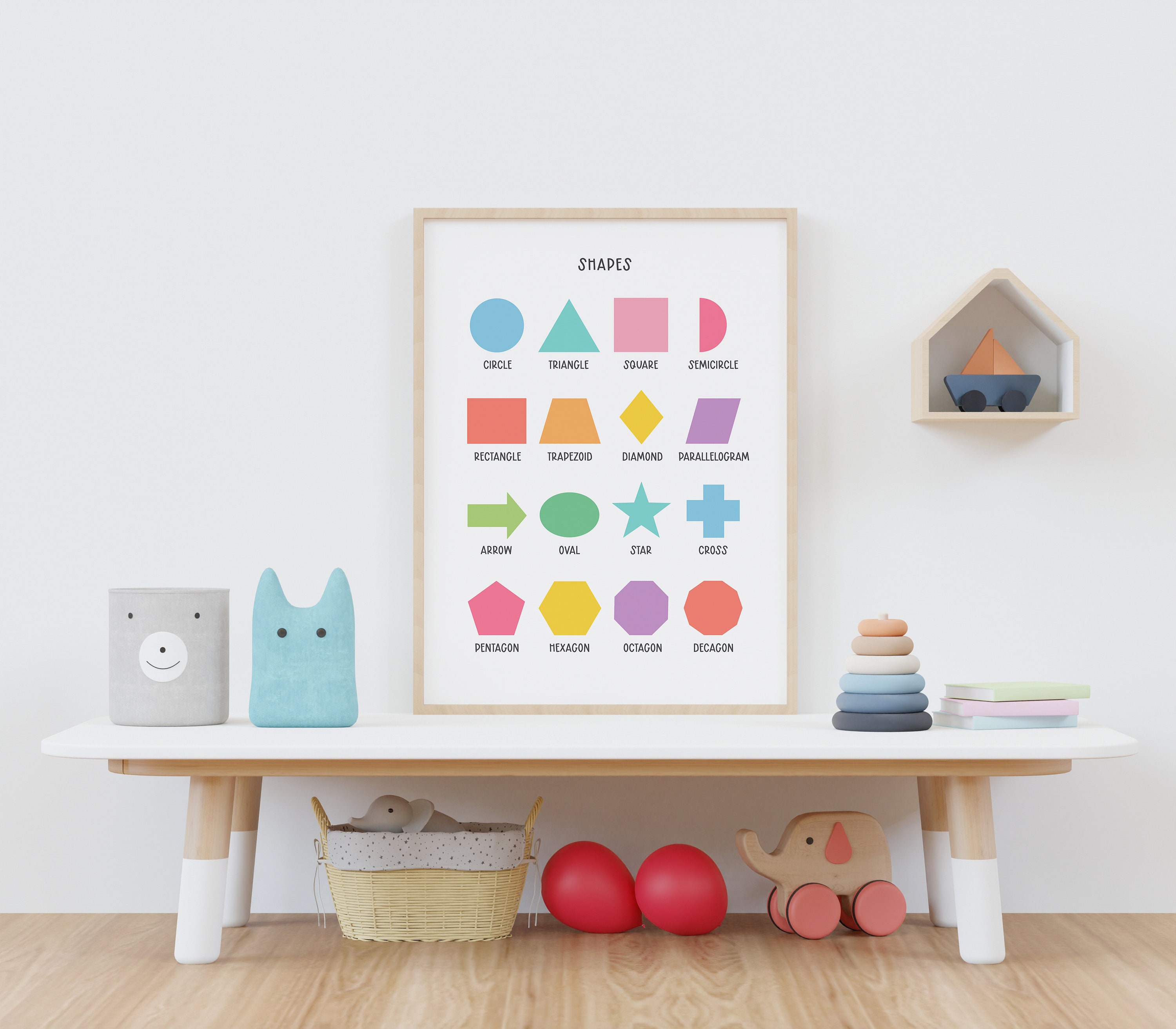 16 Geometric SHAPES Printable Shapes Chart Learning Poster Math Nursery ...