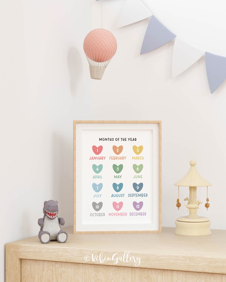 MONTHS of the Year Poster Pastel Months Print Classroom Wall Poster ...