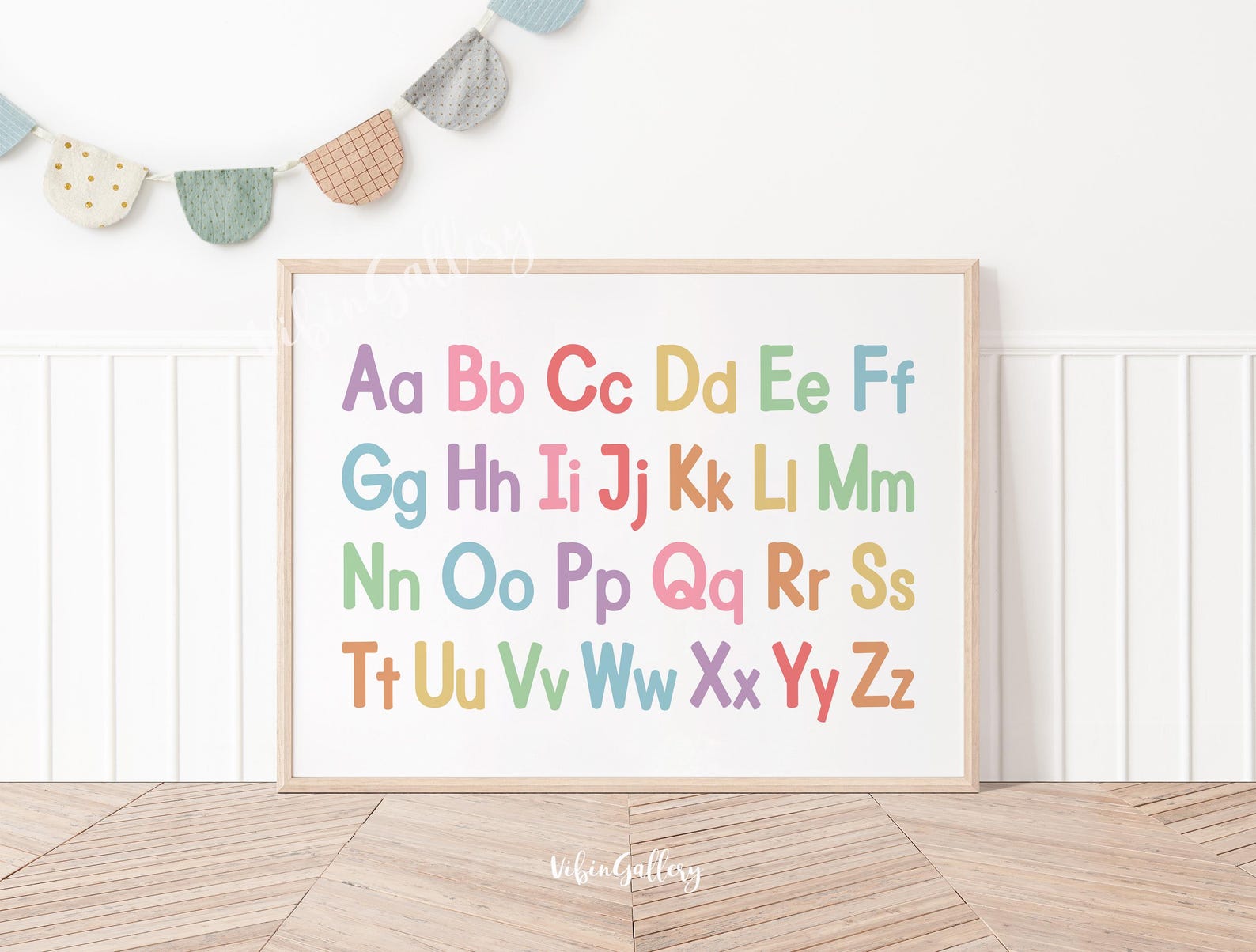 Horizontal Pastel Alphabet Poster, Upper and Lowercase Letters ...