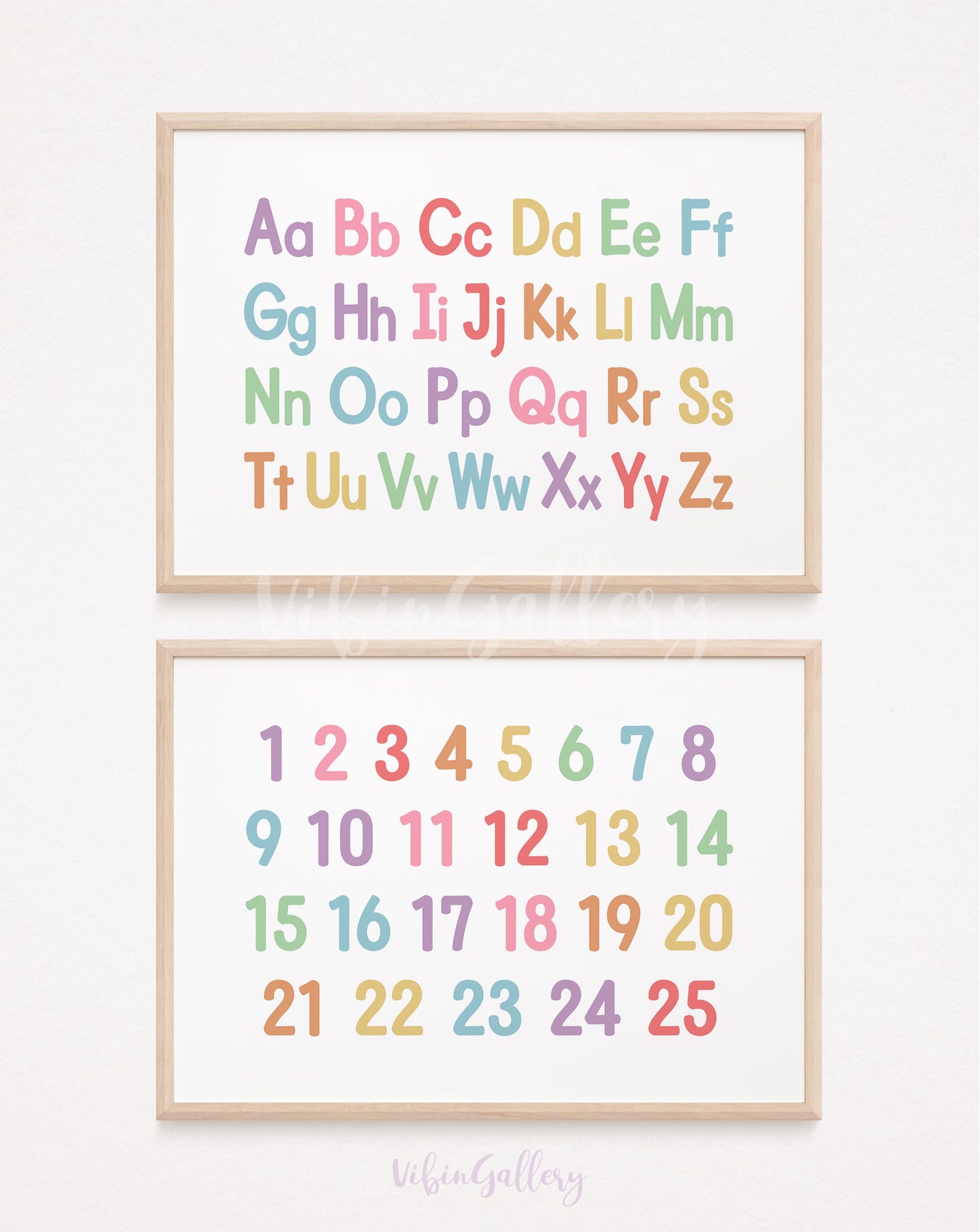 Horizontal Pastel Alphabet Poster, Upper and Lowercase Letters ...