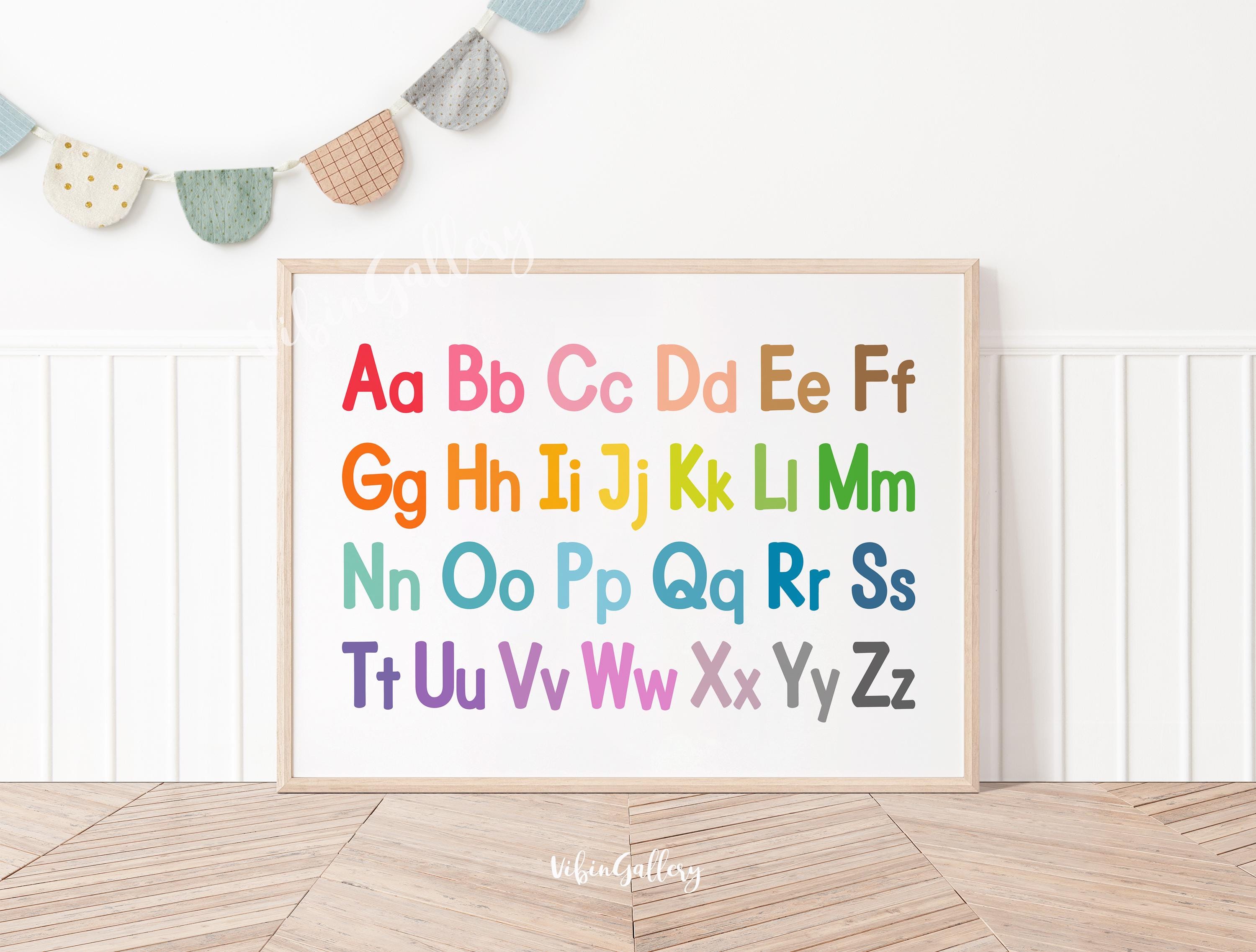 Horizontal Alphabet Poster, Upper and Lowercase Letters, Rainbow Wall ...
