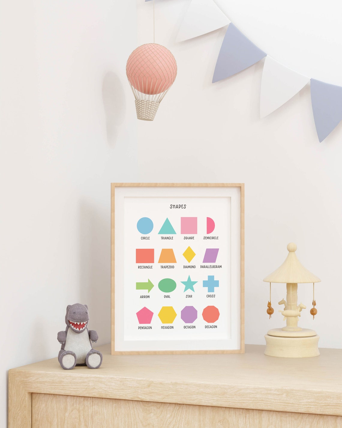 16 Geometric SHAPES Printable Shapes Chart Learning Poster Math Nursery ...