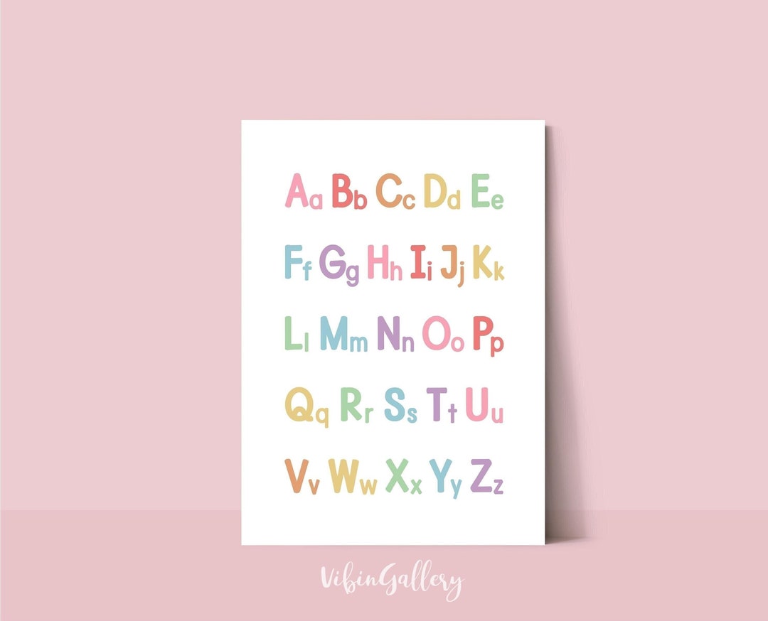 Pastel Upper and Lowercase Letters, Kids Room, Preschool Poster ...