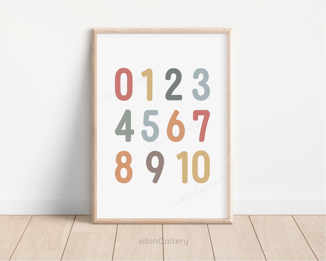 Number 1-10 Poster, Earth Tones Learning Print, Boho Nursery Decor ...