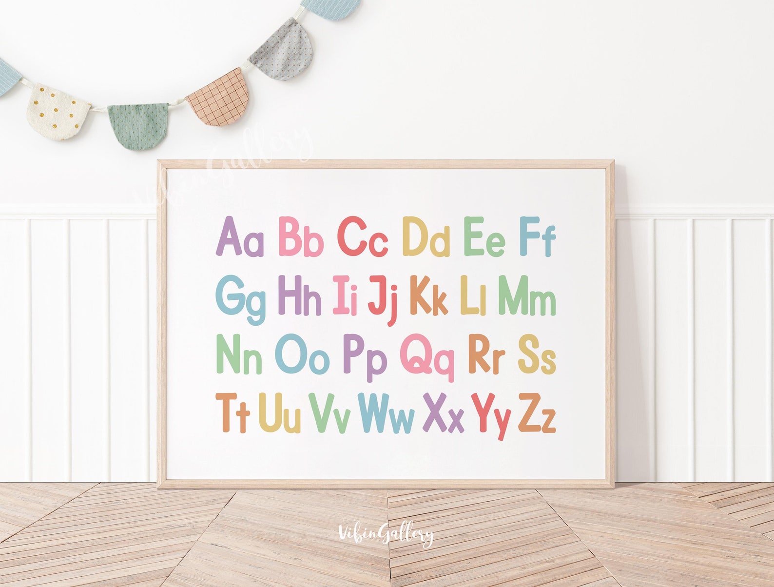 Horizontal Pastel Alphabet Poster, Upper and Lowercase Letters ...
