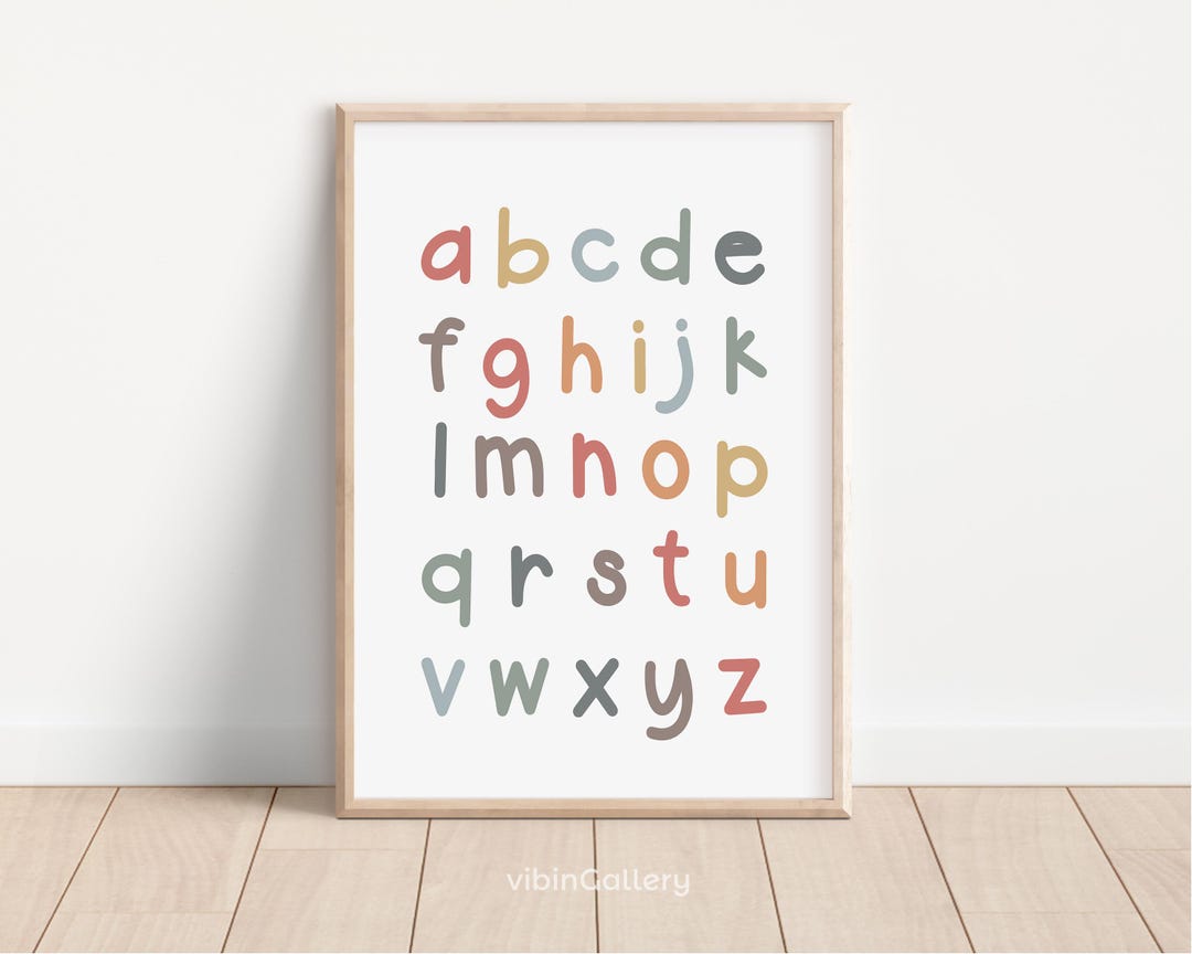 Boho Lowercase ABC Poster, Earth Tone Alphabet Print, Nursery Decor ...