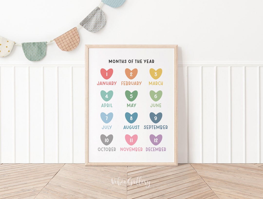 MONTHS of the Year Poster | Pastel Months Print | Classroom Wall Poster ...