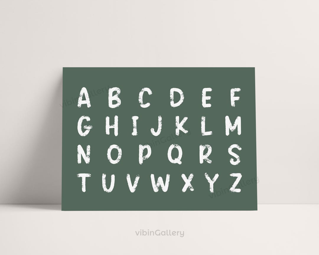 Chalkboard Alphabet Poster, Uppercase Letters, Horizontal Learning ...