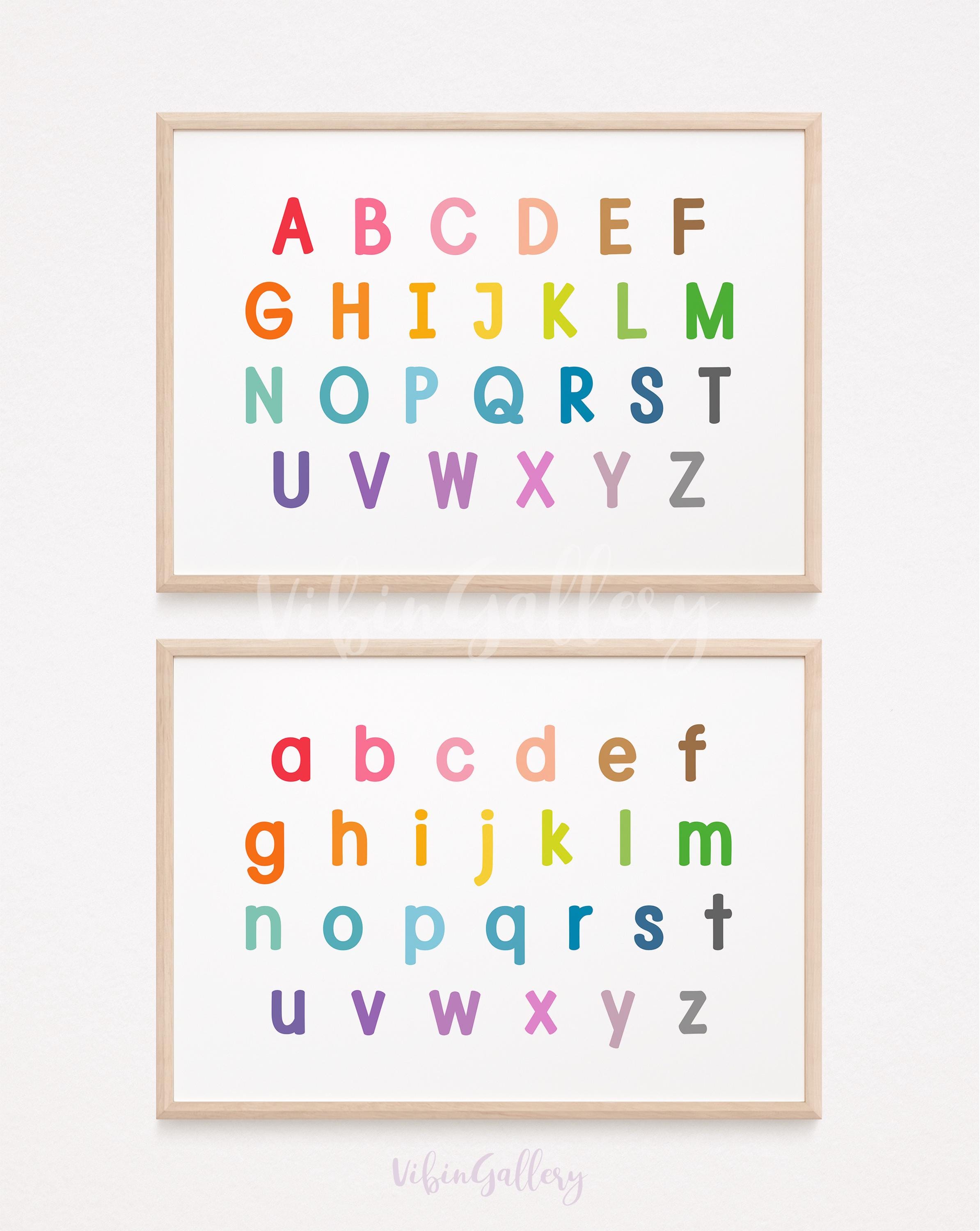 Lowercase Alphabet Poster Landscape, Playroom Wall Art, Nursery Rainbow ...