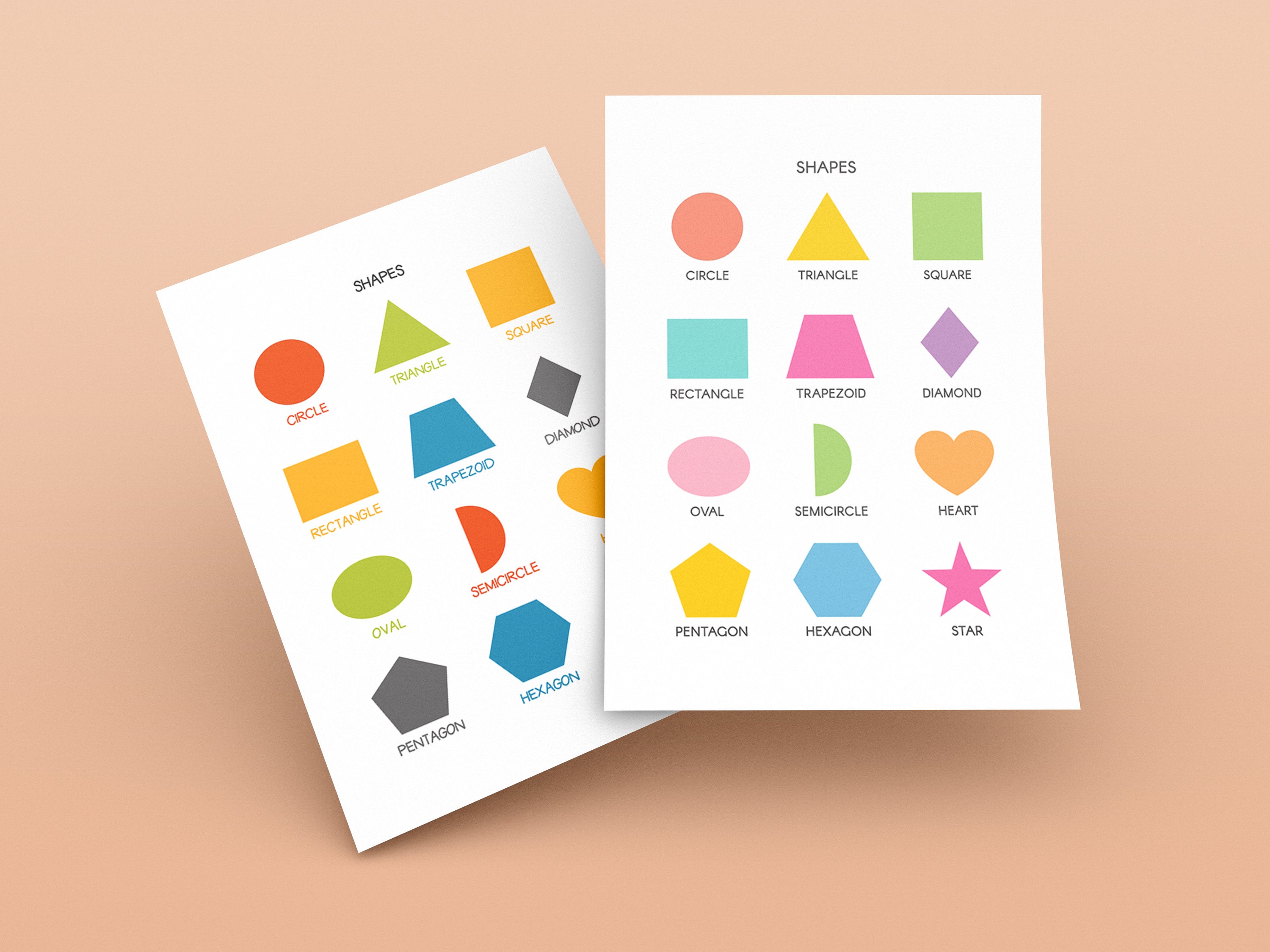 12 Geometric SHAPES Shapes Chart Learning Poster Home Decor Math ...