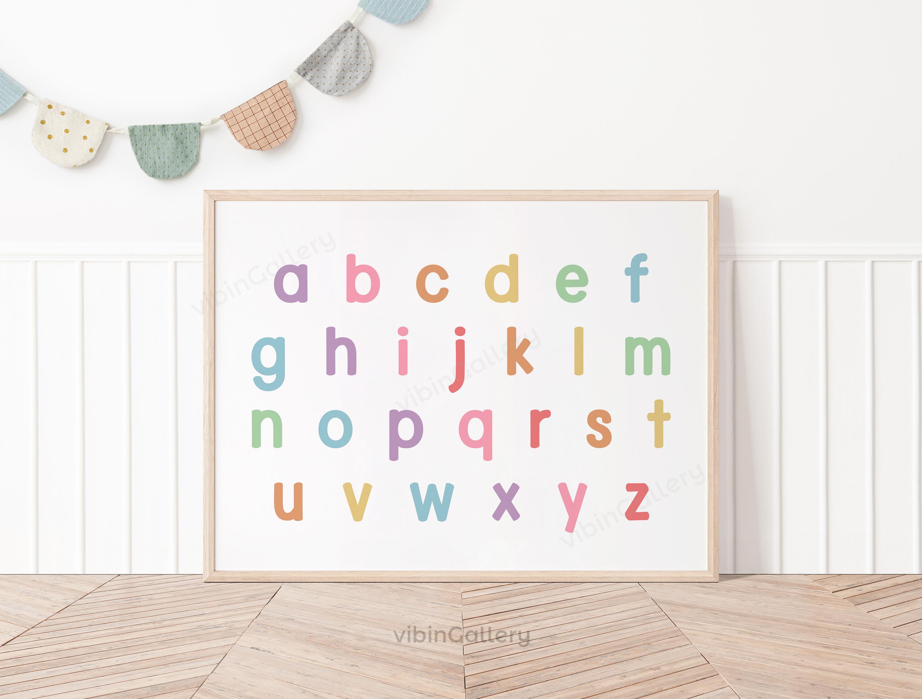 Lowercase Alphabet Poster Landscape, Pastel ABC Print, Nursery Decor - Etsy