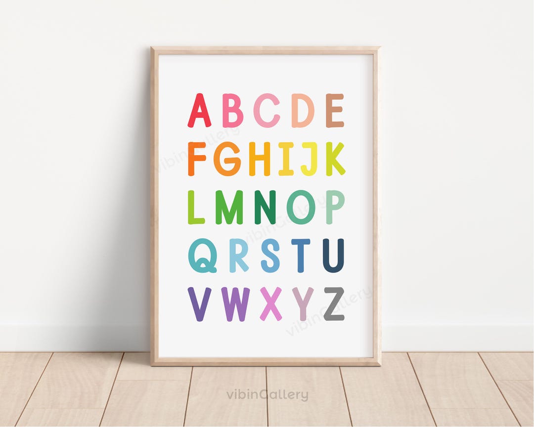 Rainbow Alphabet Poster Print | Rainbow Wall Decor | Uppercase Abc ...