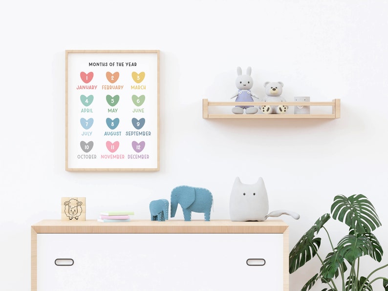 MONTHS of the Year Poster Pastel Months Print Classroom Wall Poster ...