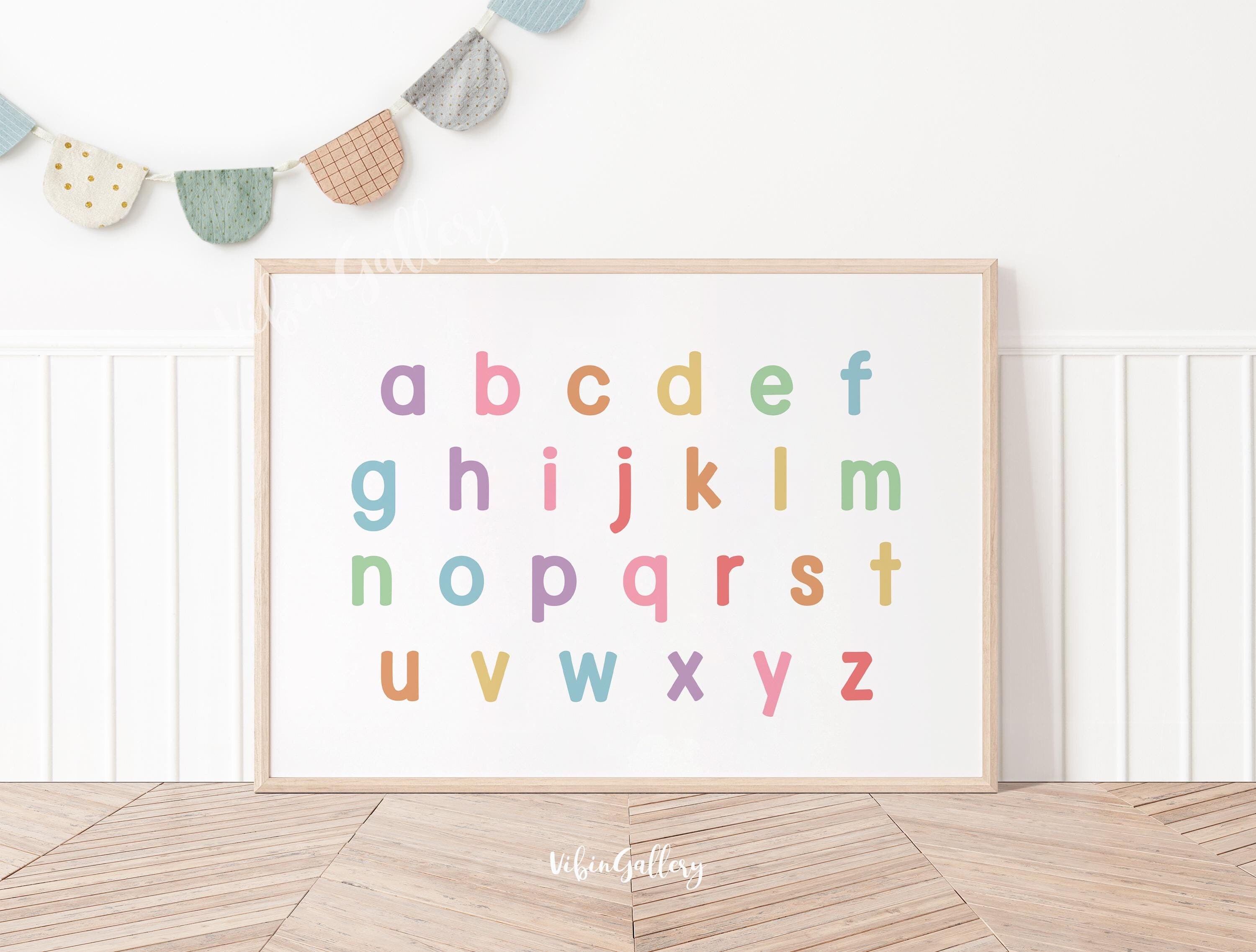 Lowercase Alphabet Poster Landscape, ABC Poster, Pastel Wall Decor ...