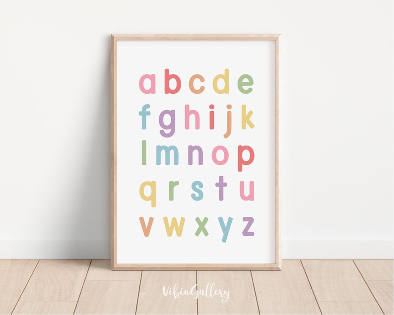 Lowercase Alphabet Poster | Pastel Wall Art| Rainbow Alphabet Poster ...