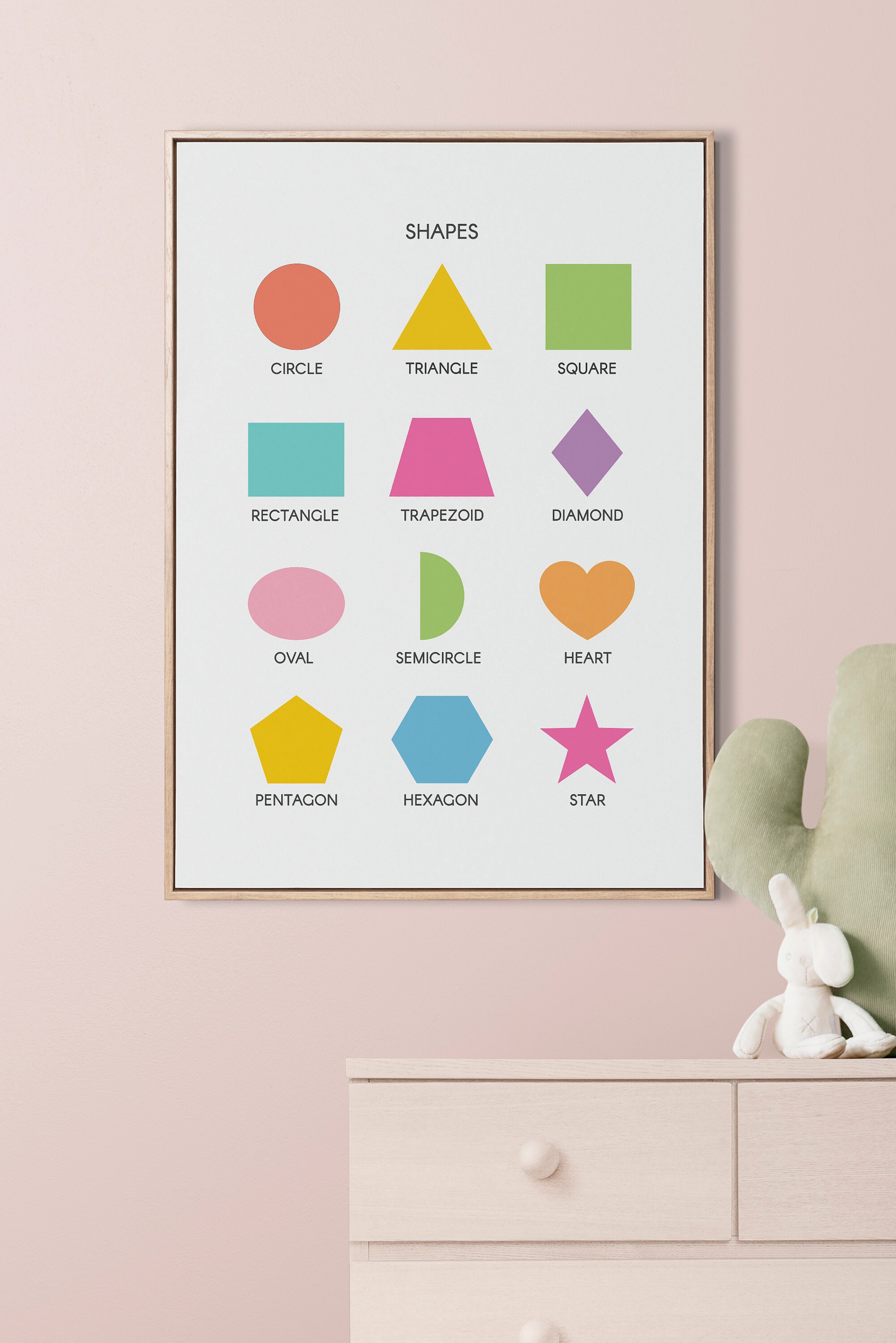 12 Geometric SHAPES Shapes Chart Learning Poster Home Decor Math ...