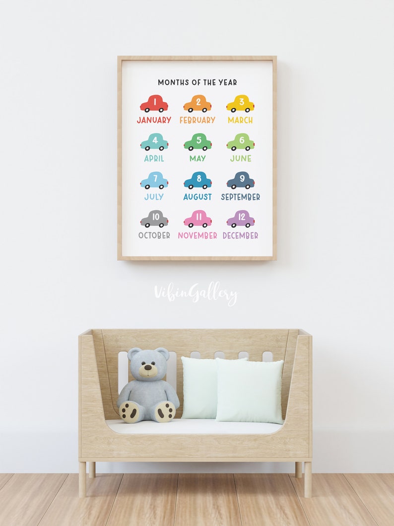 Set of 2 Learning Posters Months of the Year Poster Days of the Week ...