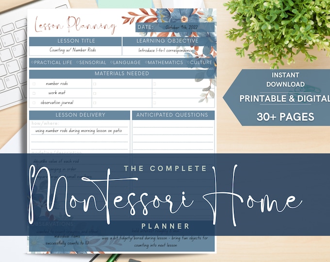 Montessori Lesson Planner Printable Digital Planner Homeschool Planner ...