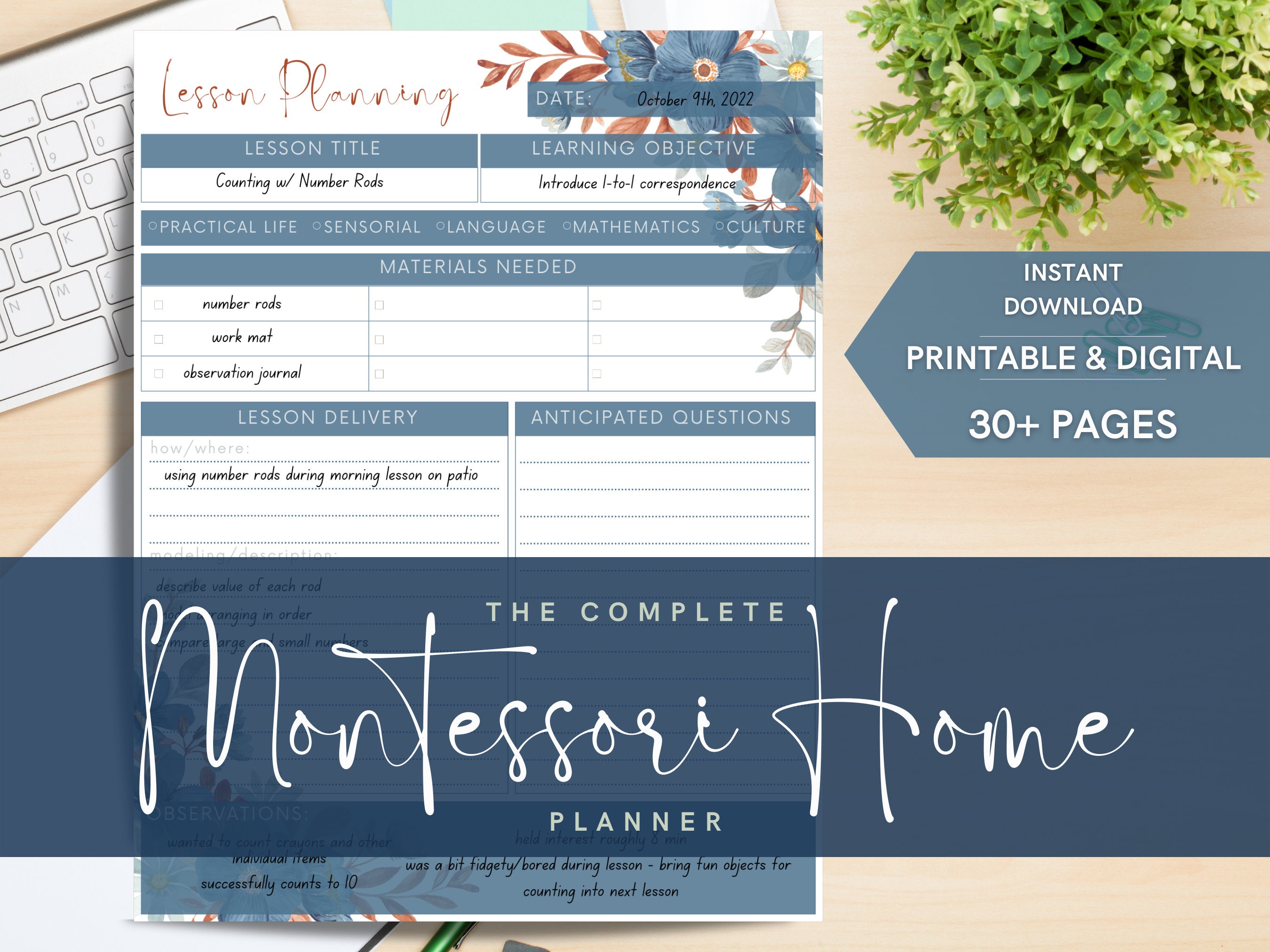 Montessori Lesson Planner | Printable & Digital Homeschool Planner ...