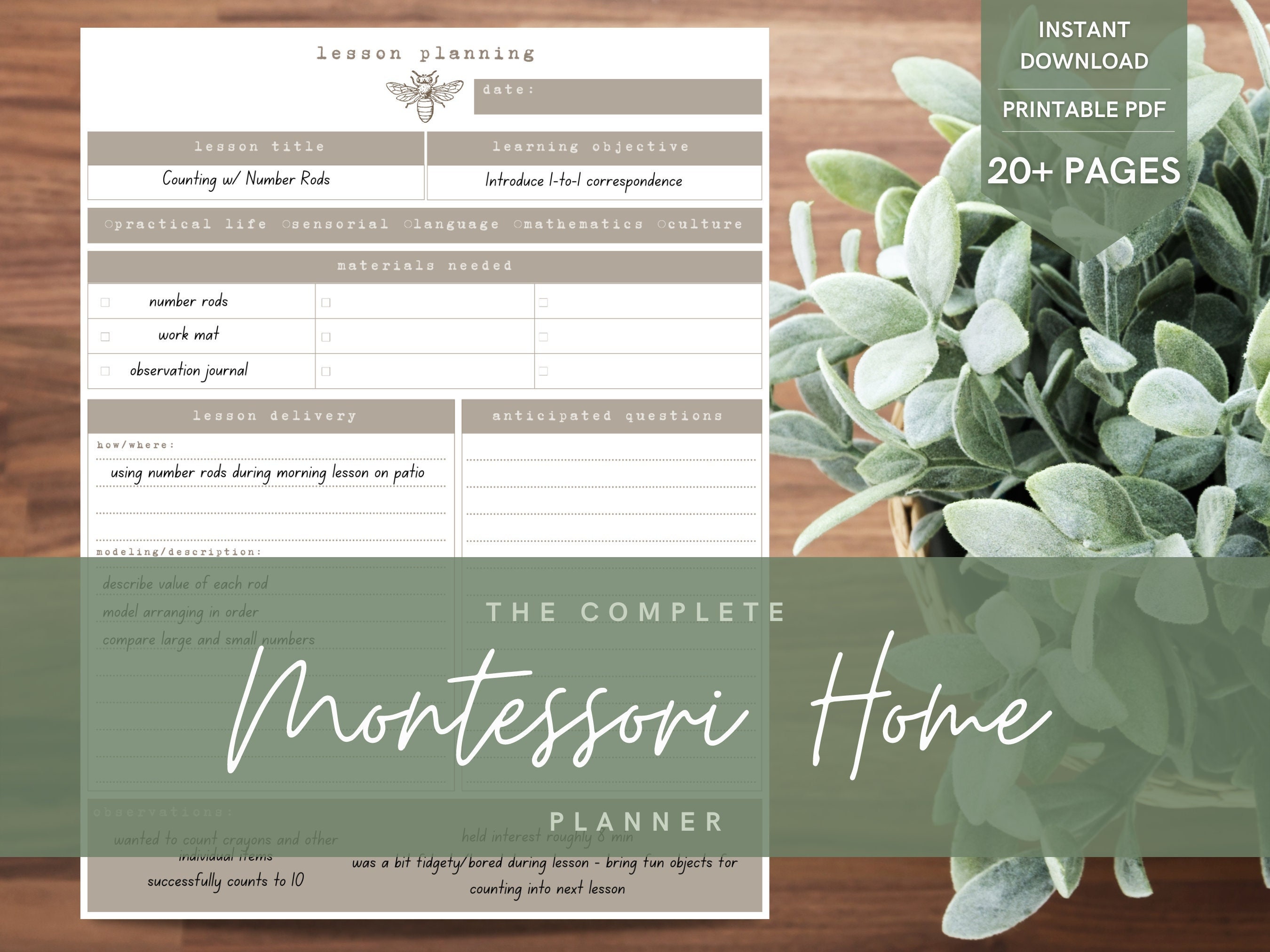 Montessori Lesson Planner | Printable + Digital Planner | Homeschool ...