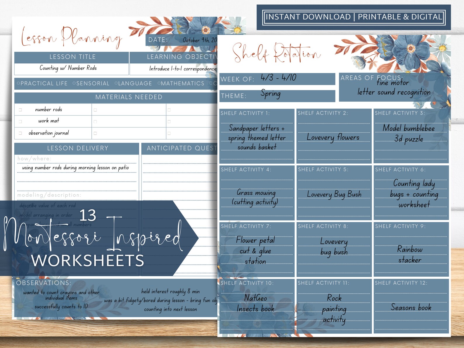 Montessori Lesson Planner | Printable + Digital Planner | Homeschool ...