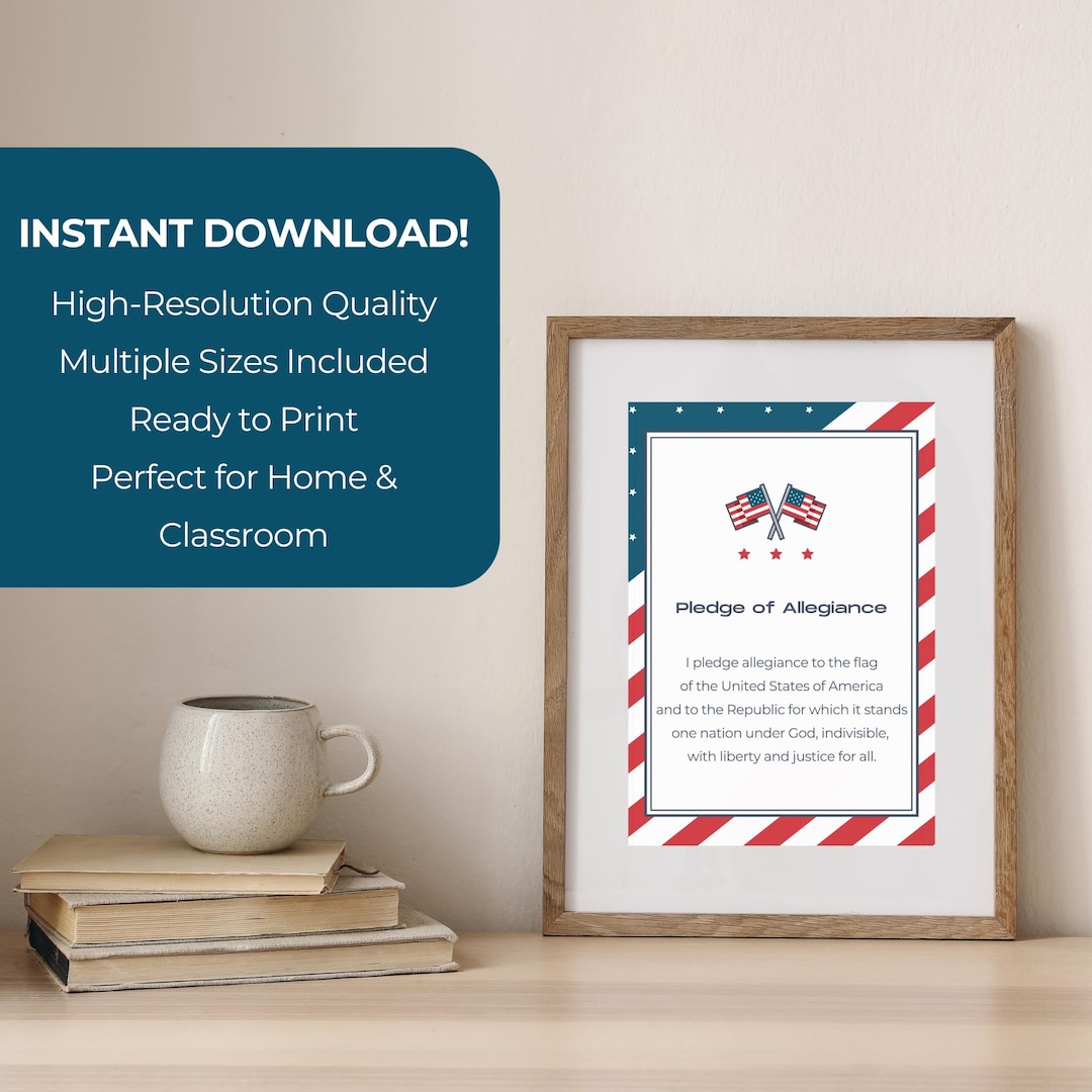 Pledge of Allegiance Printable | Patriotic Wall Art | Classroom ...