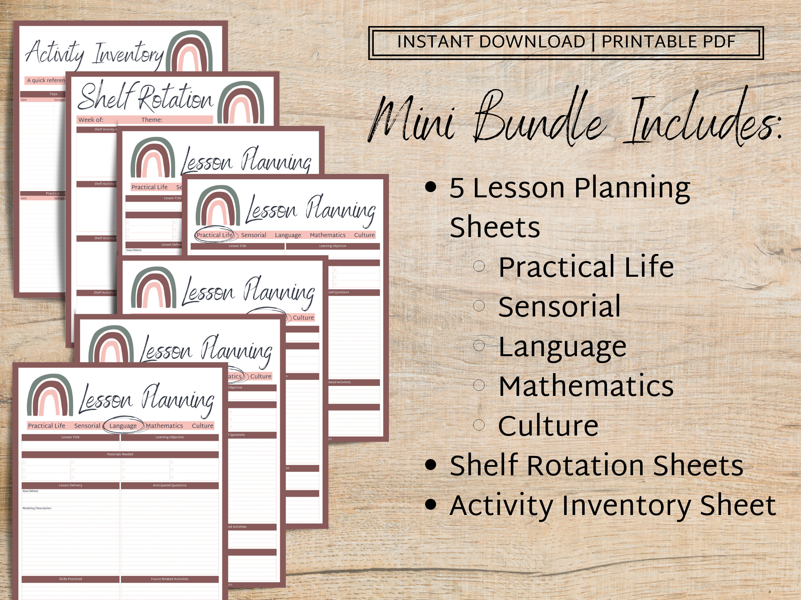 Montessori Lesson Planning Mini Bundle | Printable + Digital Planner ...