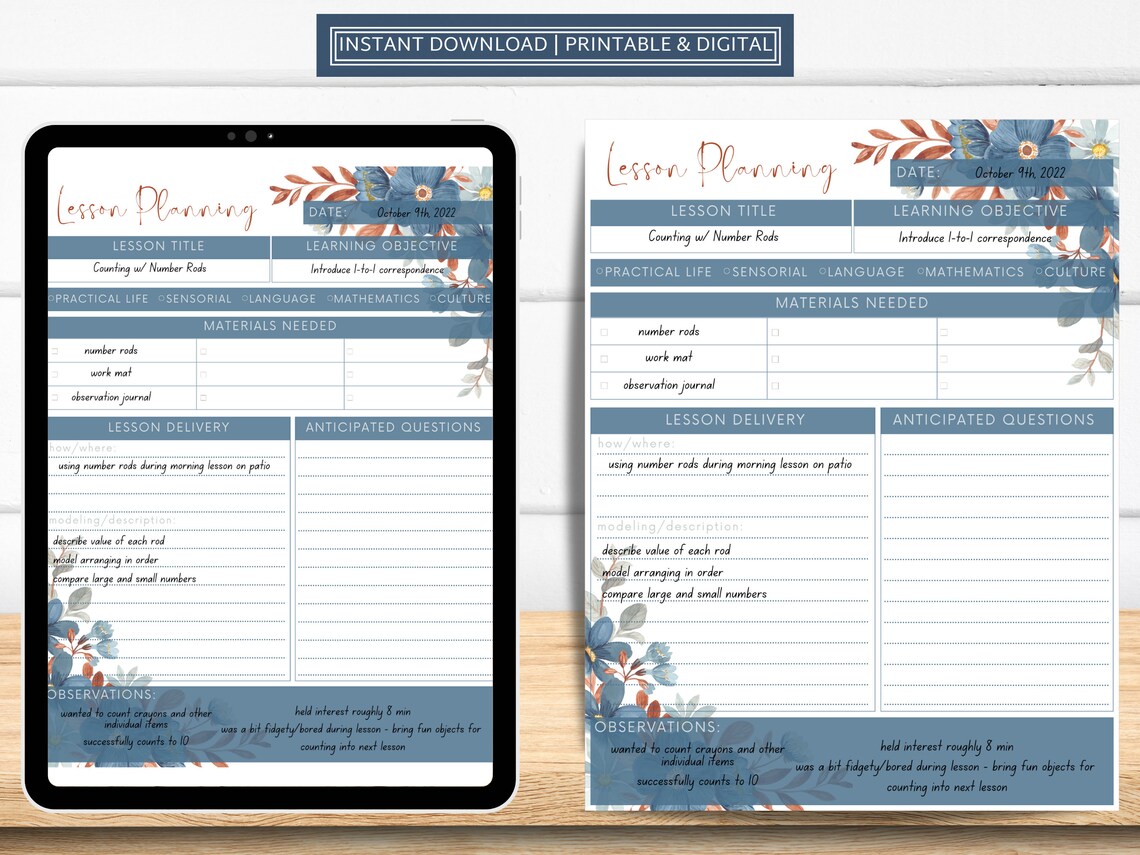Montessori Lesson Planner | Printable & Digital Homeschool Planner ...