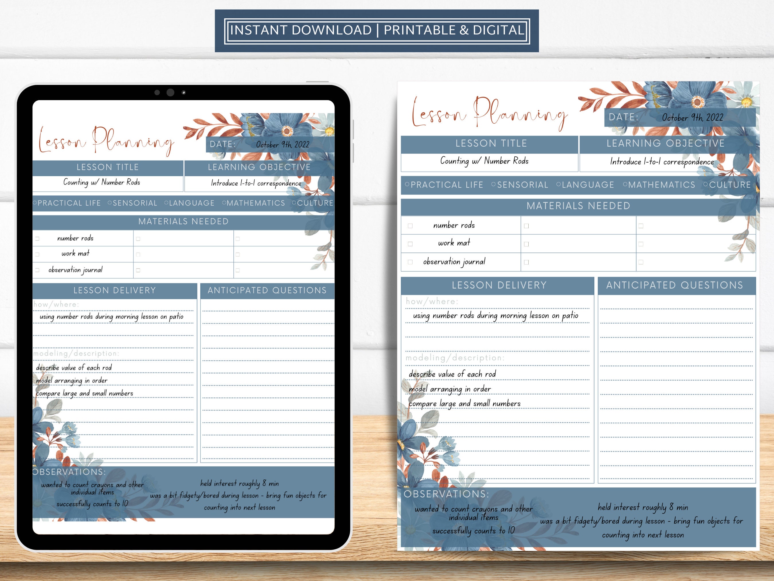 Montessori Lesson Planner | Printable + Digital Planner | Homeschool ...