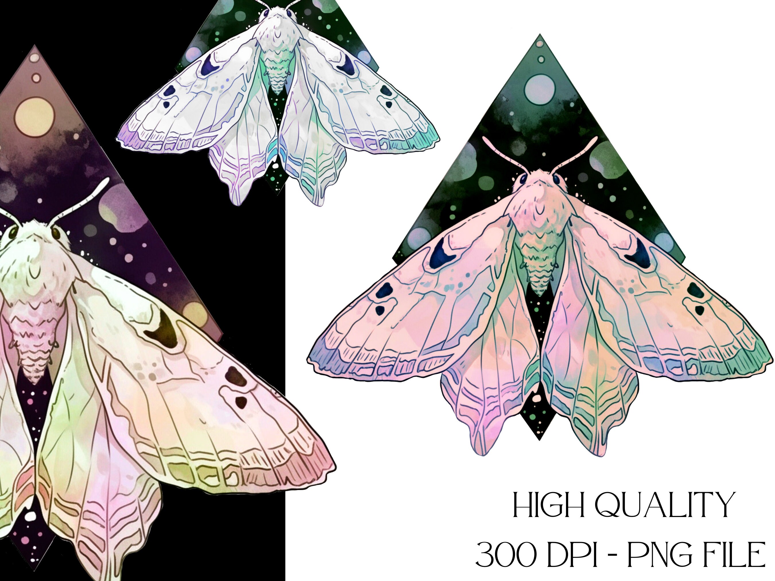 Moth Clipart Pastel Goth Clipart Magical Clipart Insect - Etsy