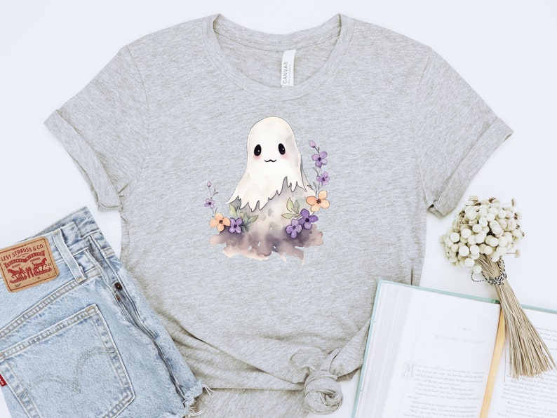 Boho Halloween PNG, Watercolor Ghost PNG, Cute Cartoon Ghost Clipart ...