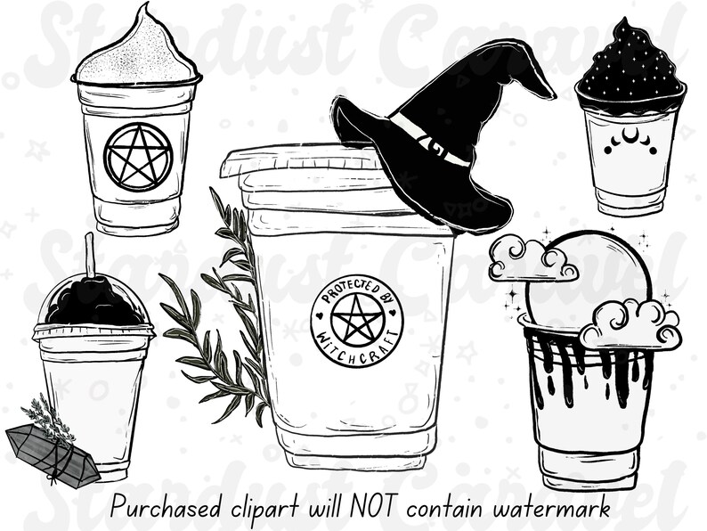 Iced Coffee Clipart, Coffee Clipart, Witchcraft Clipart, Magic Clipart ...
