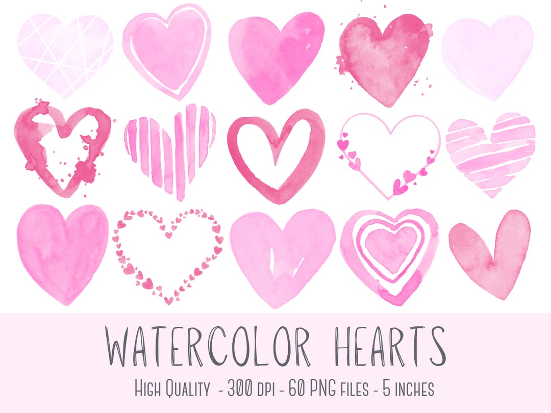 Watercolor Valentine Clip Art, Watercolor Hearts Clipart, Pastel Hearts ...