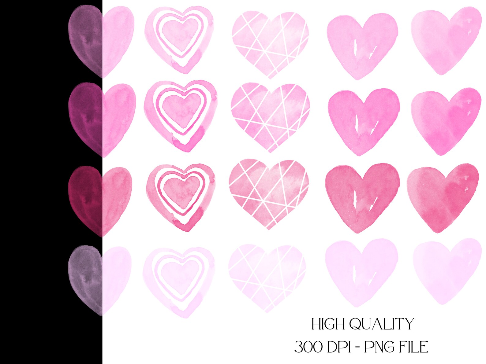 Watercolor Valentine Clip Art, Watercolor Hearts Clipart, Pastel Hearts ...