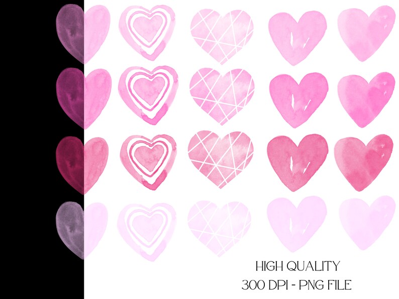 Watercolor Valentine Clip Art, Watercolor Hearts Clipart, Pastel Hearts ...